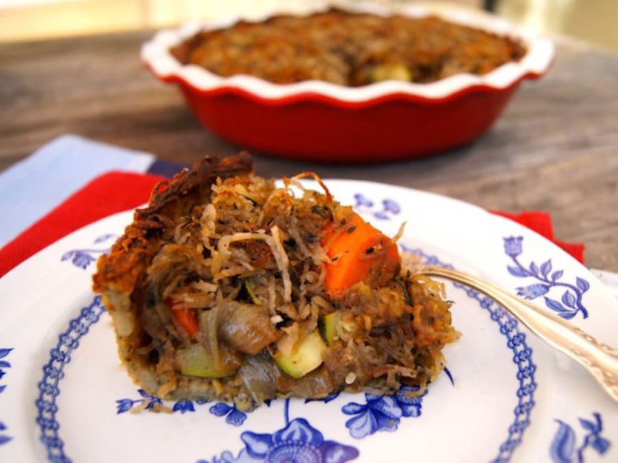 Potato Crusted Roasted Vegetable Pot Pie - Tori Avey's Weekday Delight