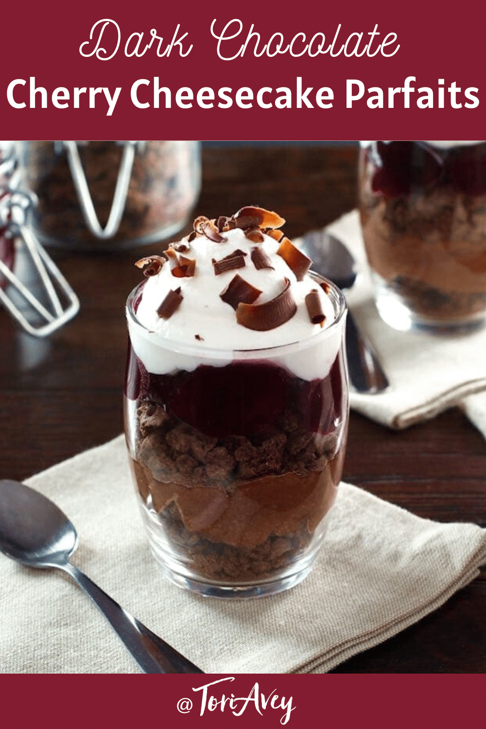 Dark Chocolate Cherry Cheesecake Parfaits | Tori Avey